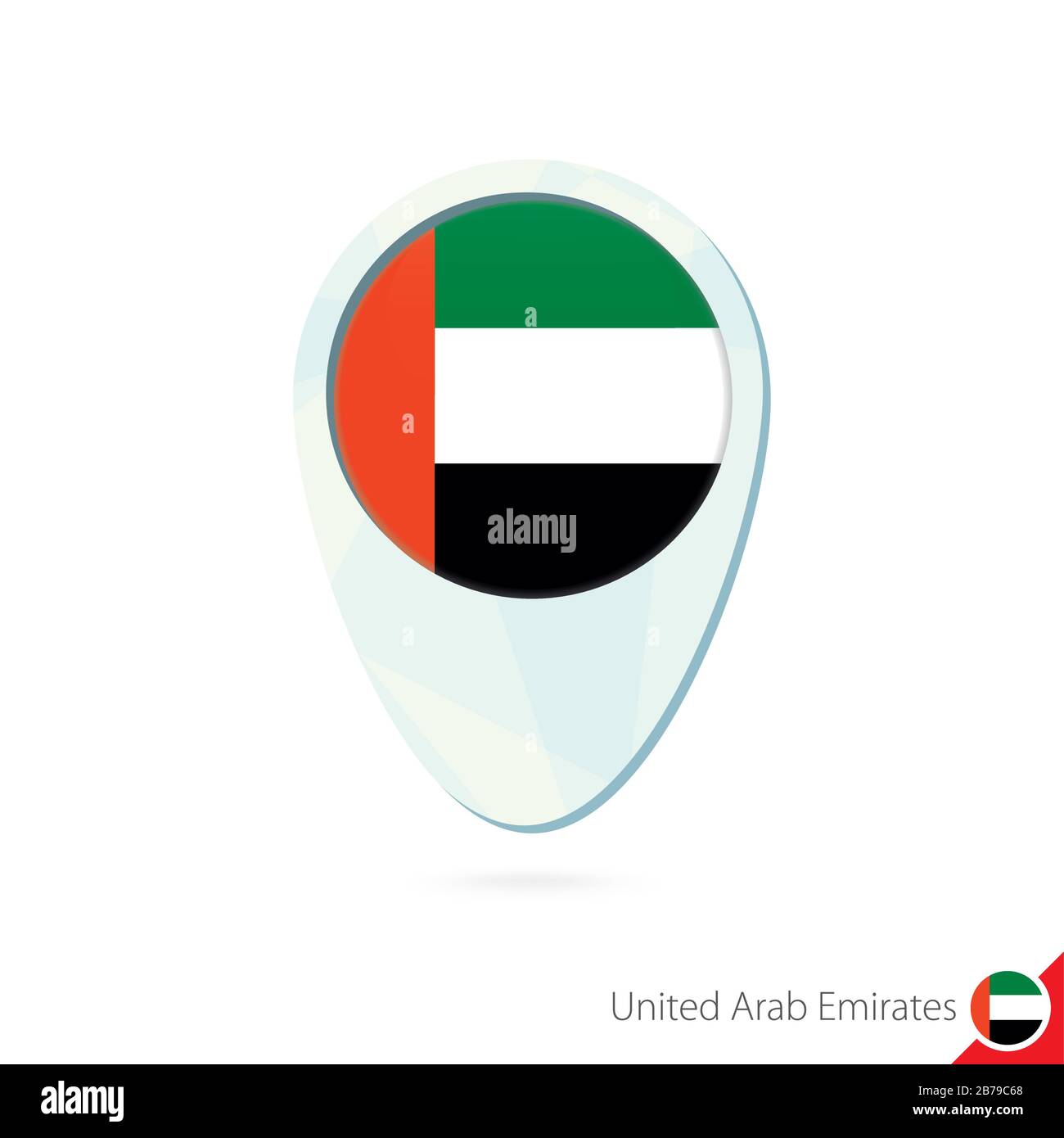 United Arab Emirates (UAE) flag location map pin icon on white ...