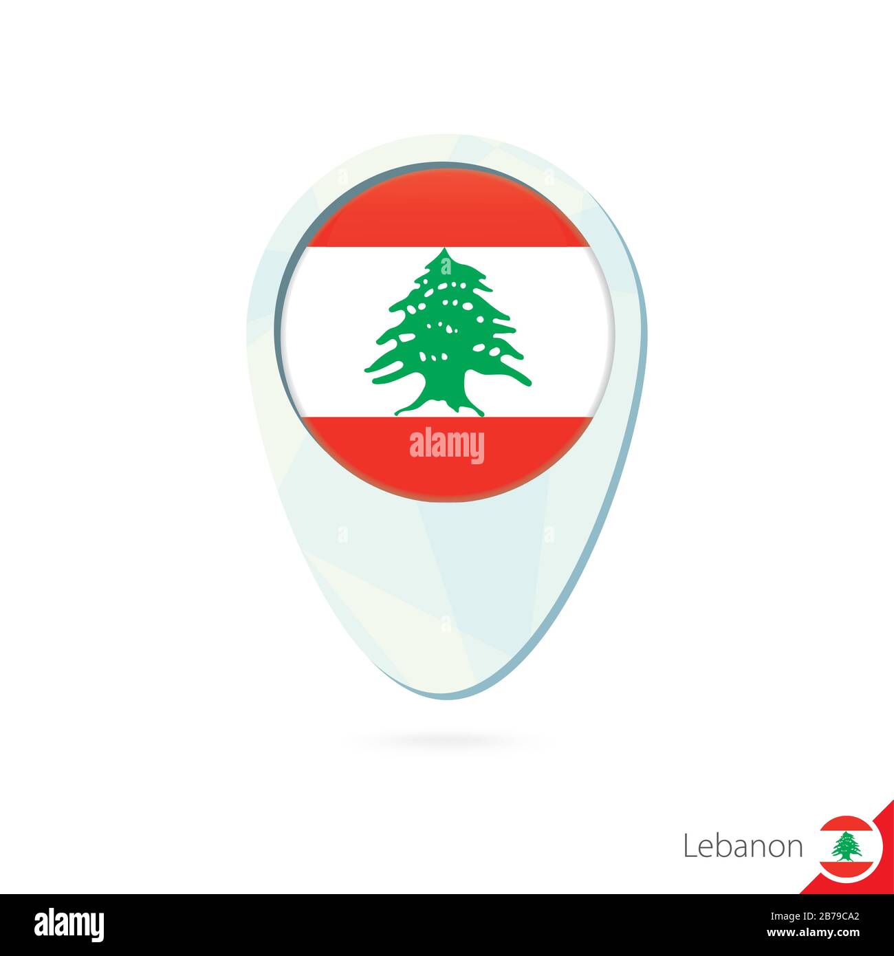 Lebanon flag location map pin icon on white background. Vector ...
