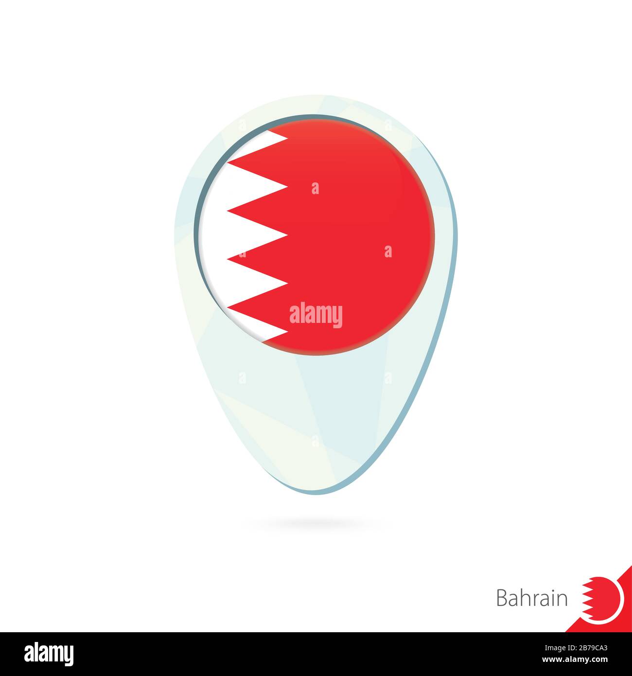 Bahrain flag location map pin icon on white background. Vector ...