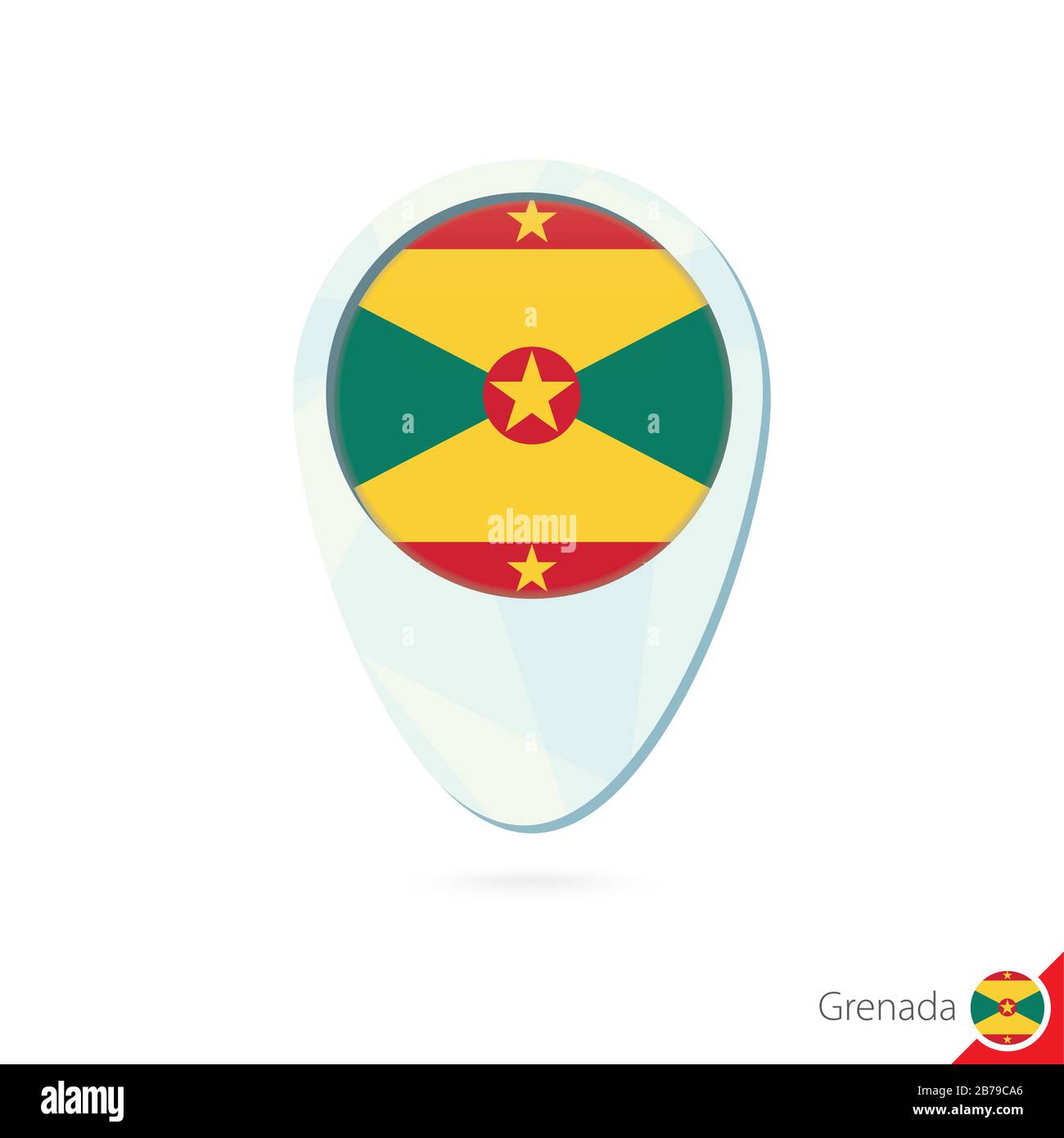Grenada flag location map pin icon on white background. Vector ...