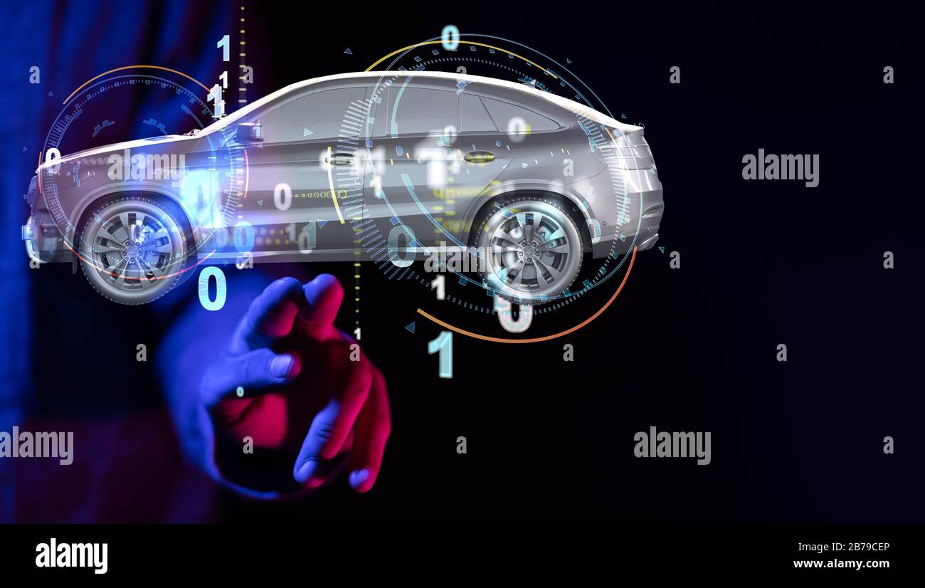 A digital car technology smart in virtuel room Stock Photo - Alamy