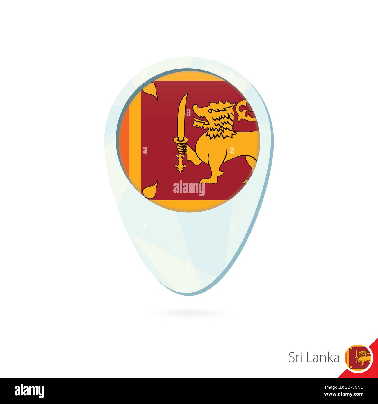 Sri Lanka flag location map pin icon on white background. Vector ...