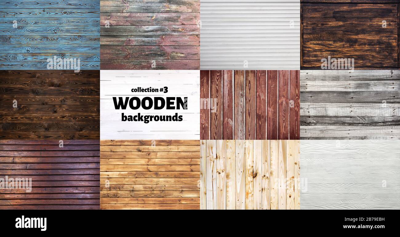 Collection of different wooden backgrounds, pattern of old and grunge ...