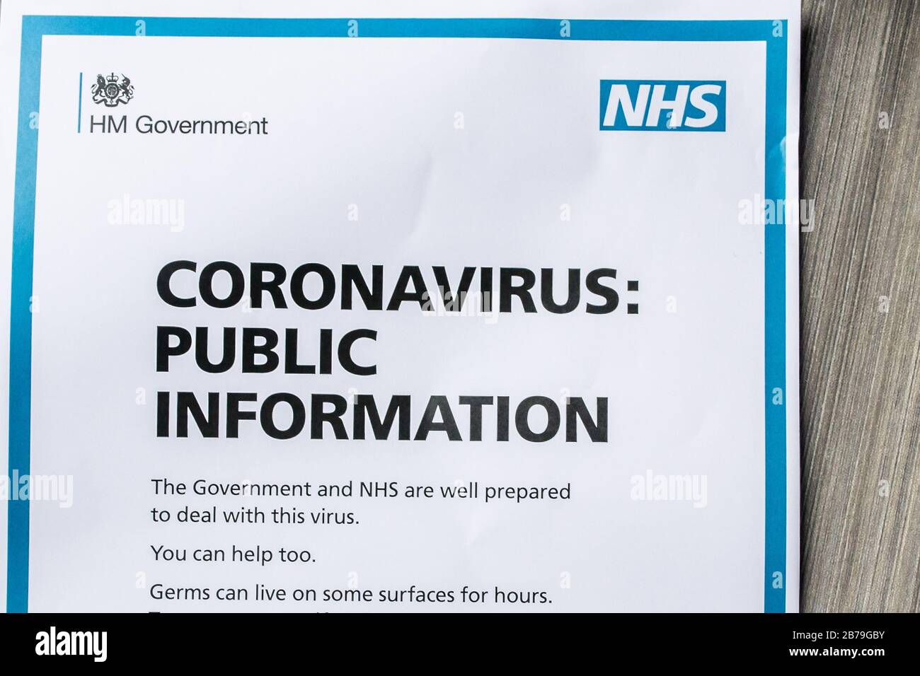 LONDON/ENGLAND – MARCH 14 2020: NHS CORONAVIRUS PUBLIC INFORMATION ...