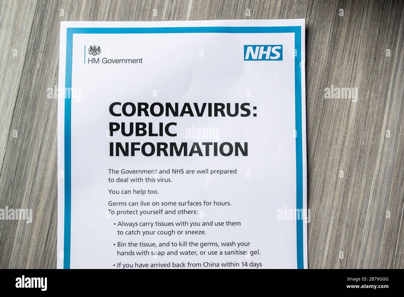 LONDON/ENGLAND – MARCH 14 2020: NHS CORONAVIRUS PUBLIC INFORMATION ...