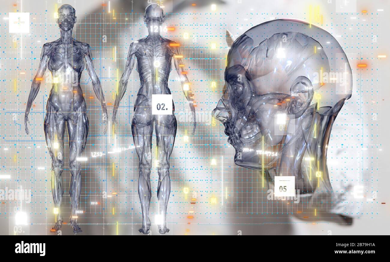 A medical network connection with modern virtual screen interface Stock ...
