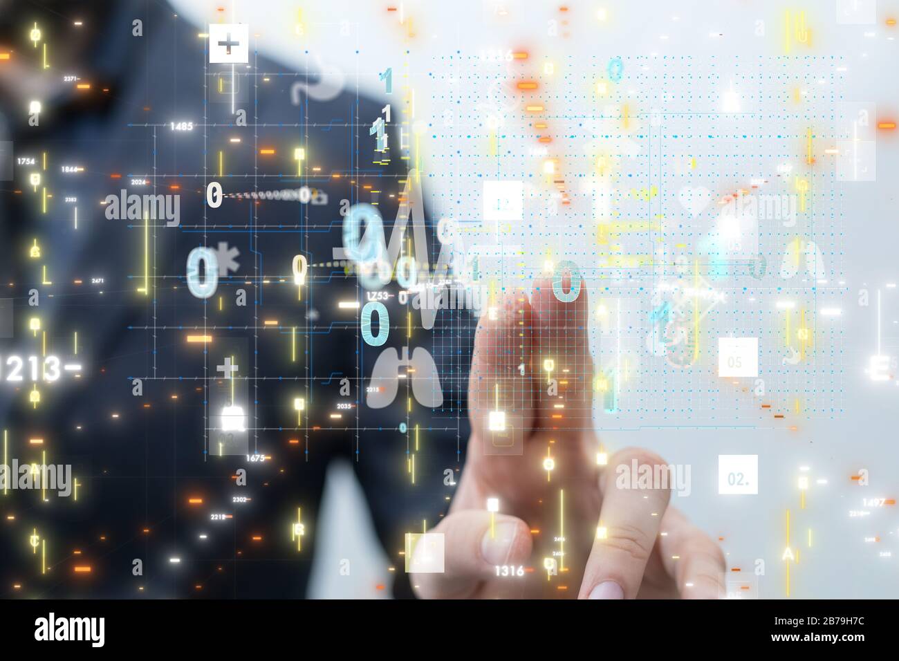 A medical network connection with modern virtual screen interface Stock ...
