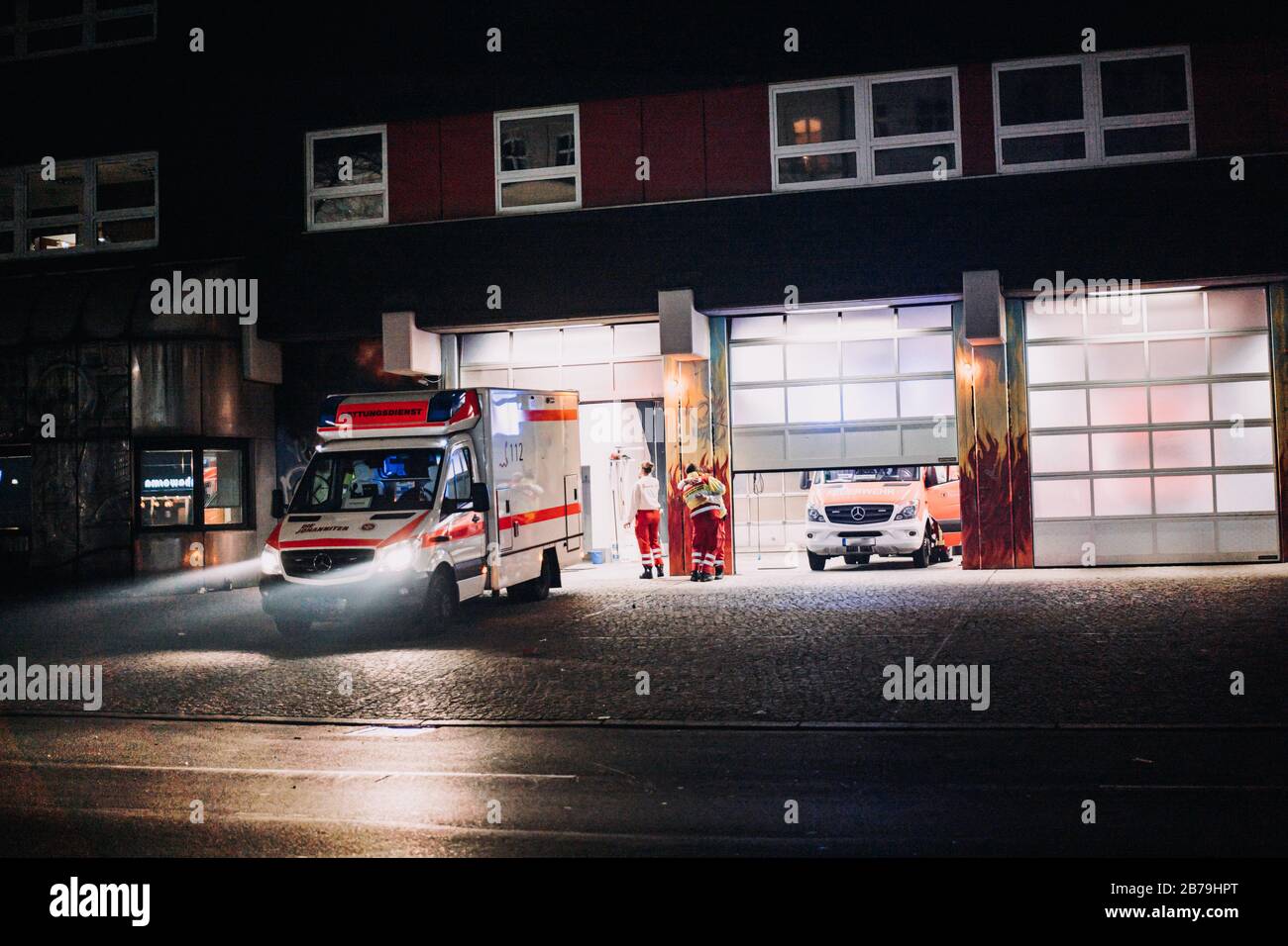 Fire Trucks Responding At Night