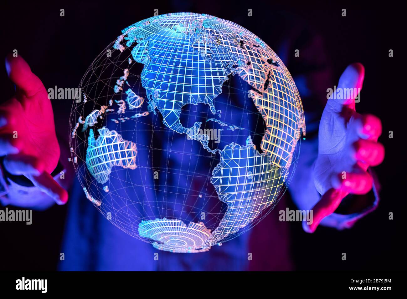 A touching global network and data customer connection Stock Photo - Alamy