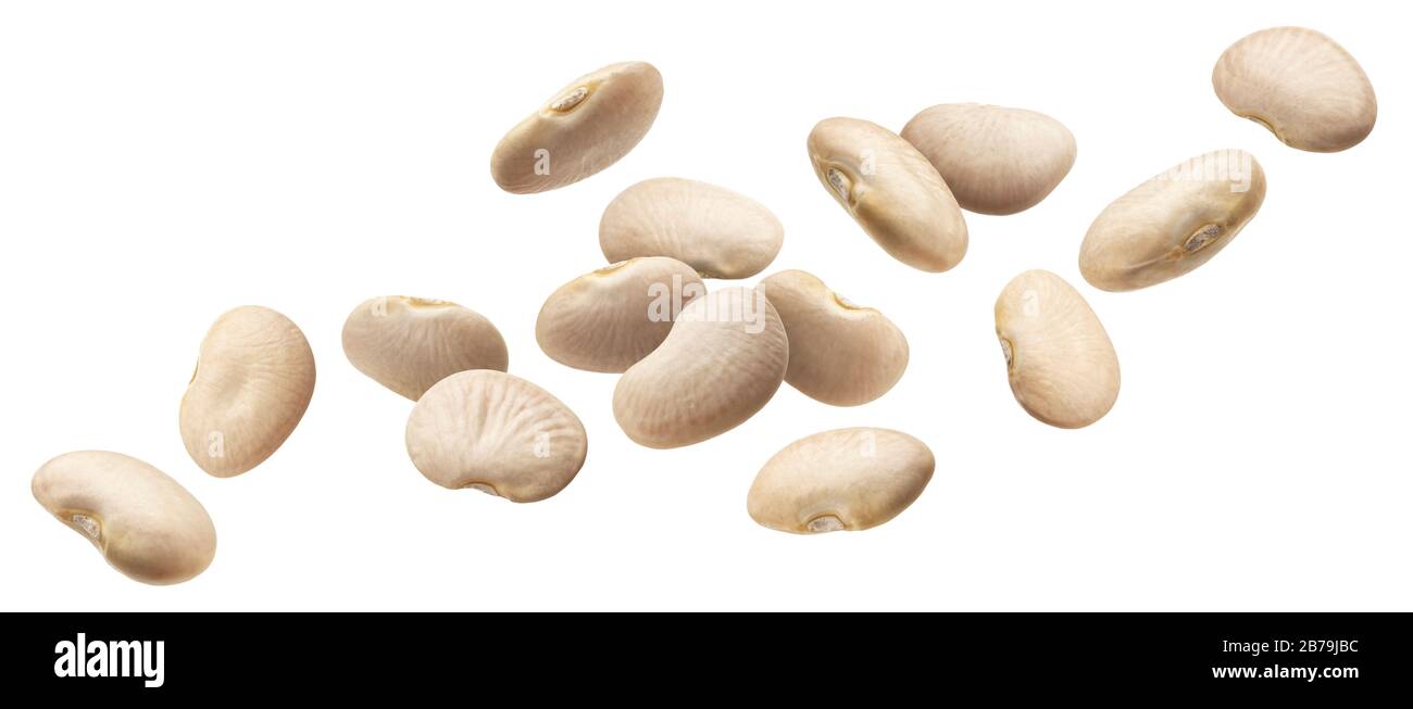 Falling beans collection isolated on white background Stock Photo - Alamy