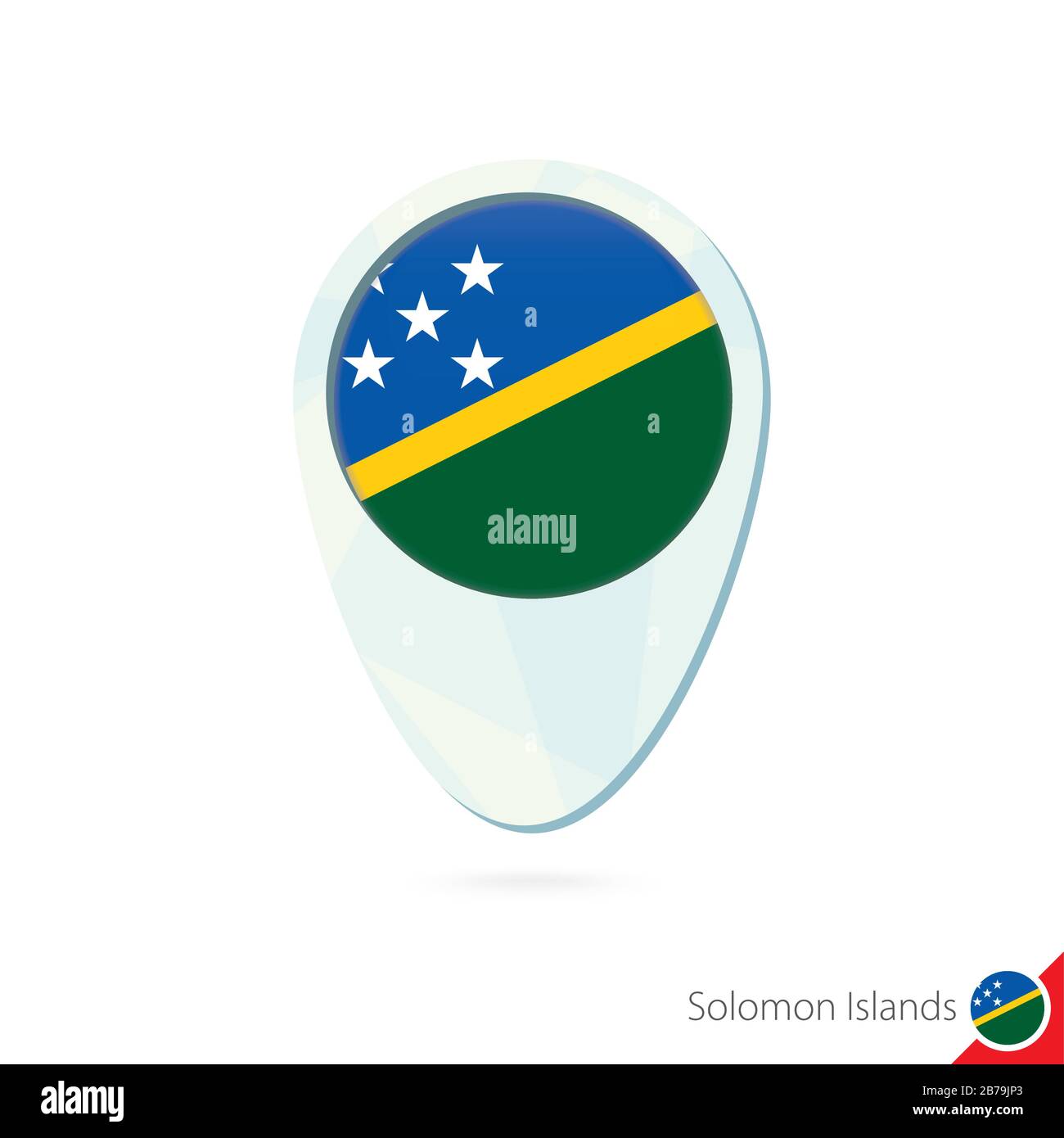 Solomon Islands flag location map pin icon on white background. Vector ...