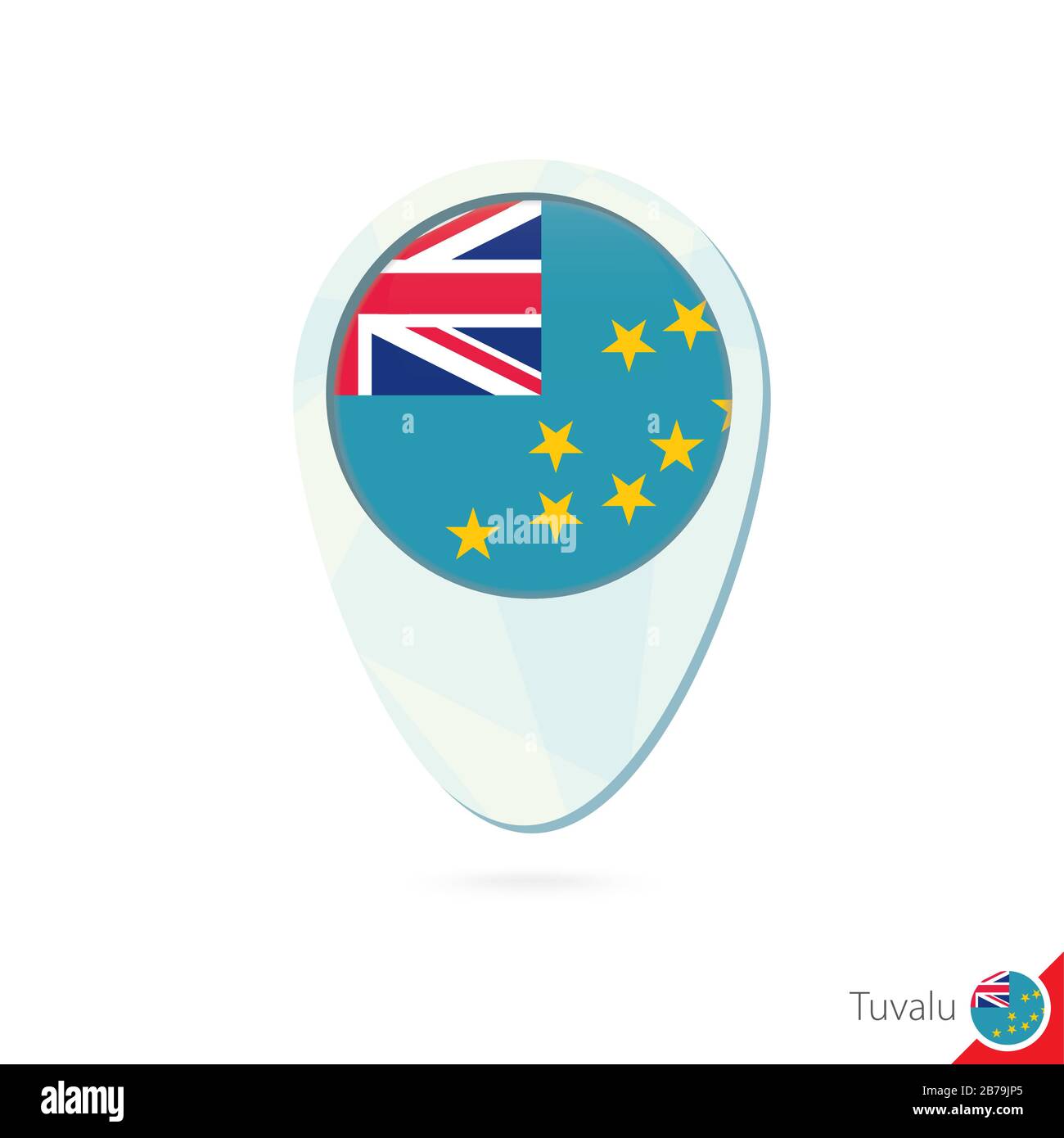 Tuvalu flag location map pin icon on white background. Vector ...