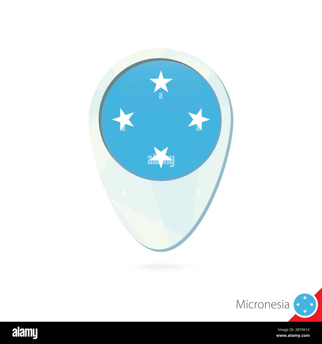Micronesia flag location map pin icon on white background. Vector ...