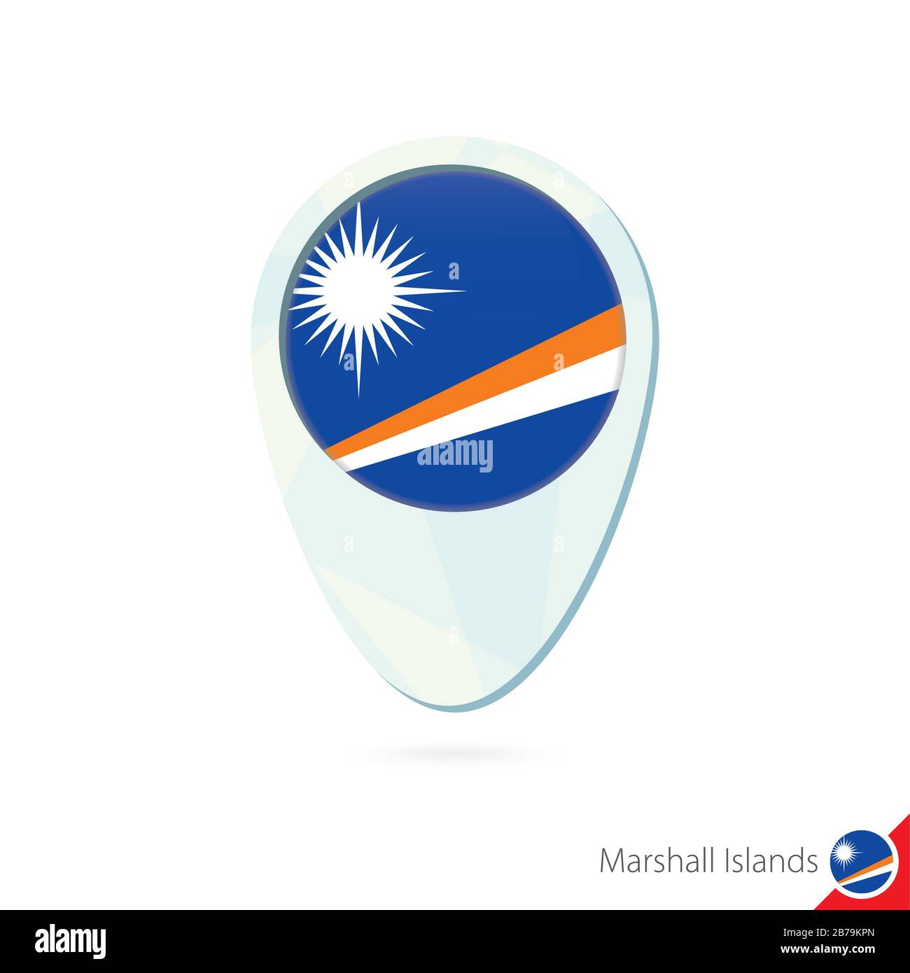 Marshall Islands flag location map pin icon on white background. Vector ...