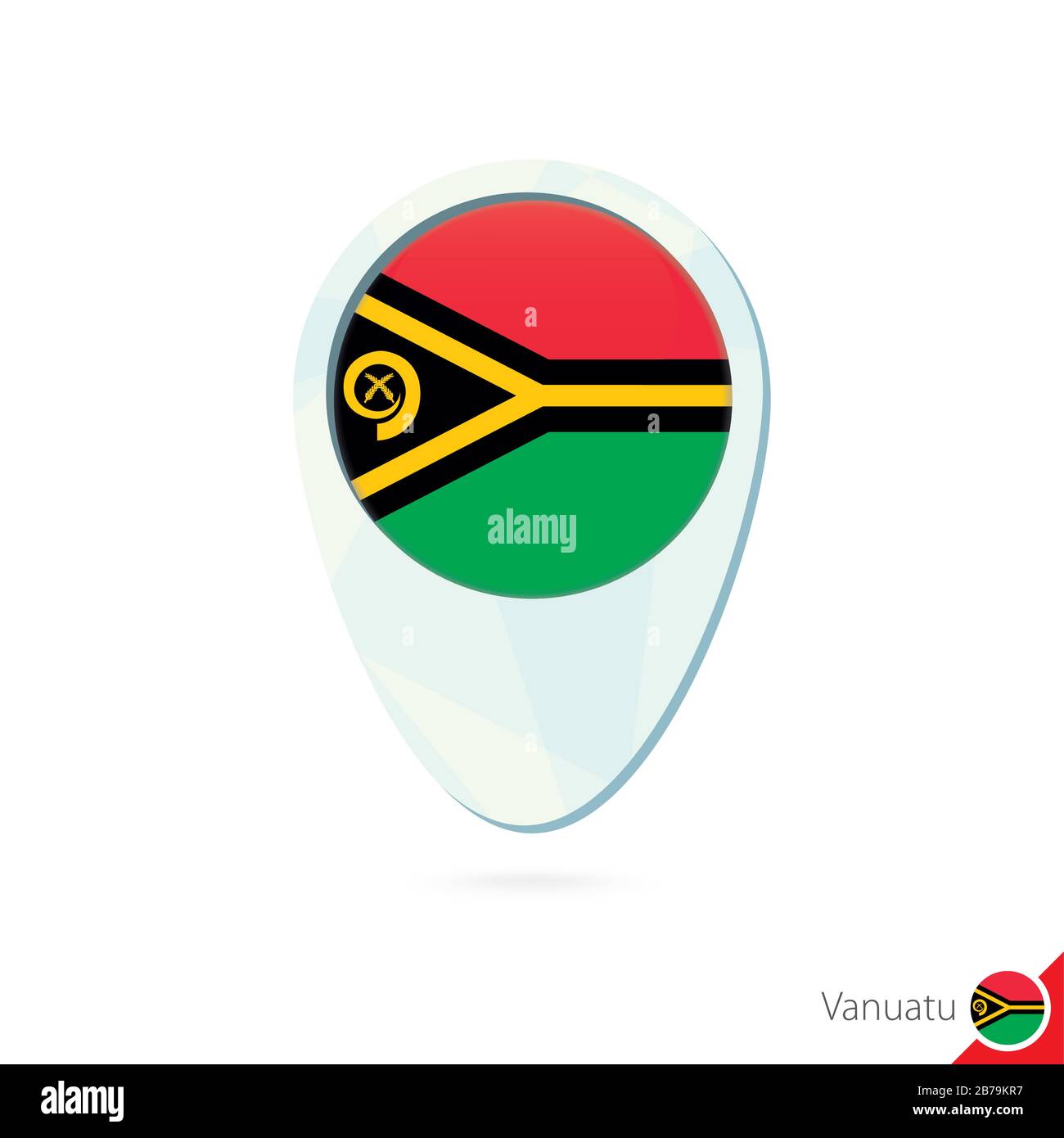Vanuatu flag location map pin icon on white background. Vector ...