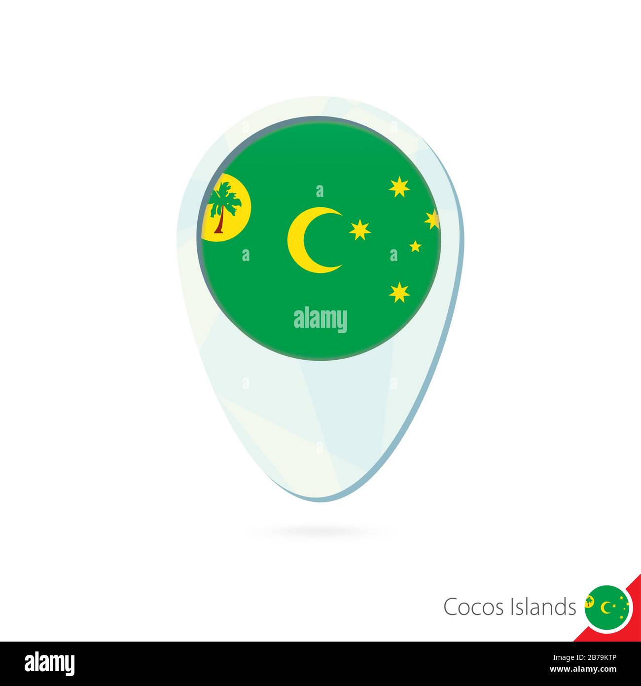 Cocos Islands flag location map pin icon on white background. Vector ...