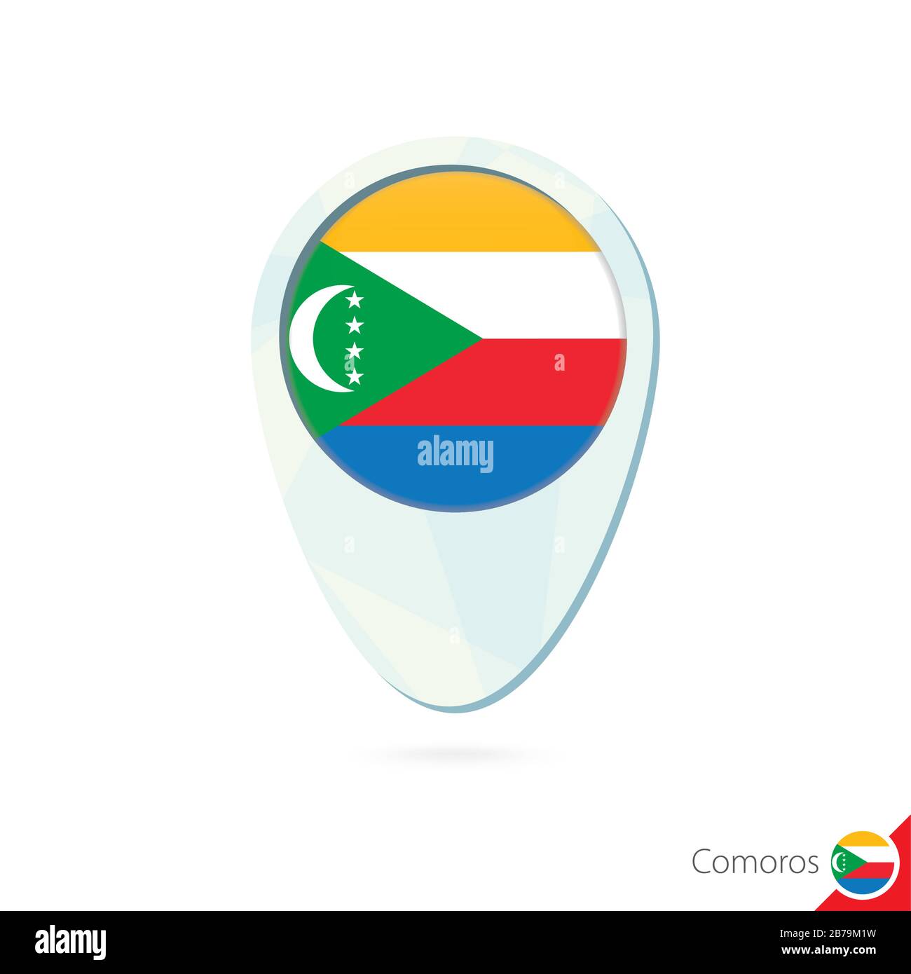 Comoros flag location map pin icon on white background. Vector ...