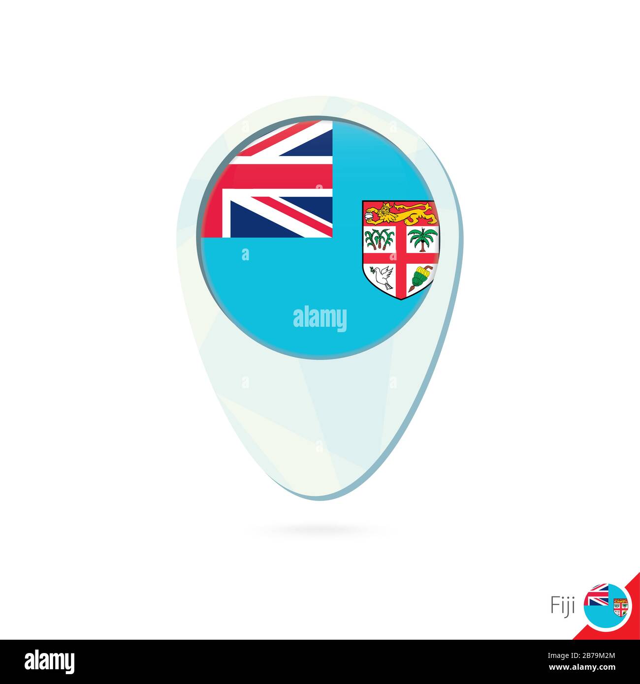Fiji flag location map pin icon on white background. Vector ...