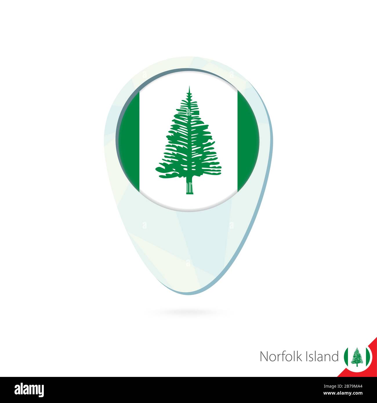 Norfolk Island flag location map pin icon on white background. Vector ...