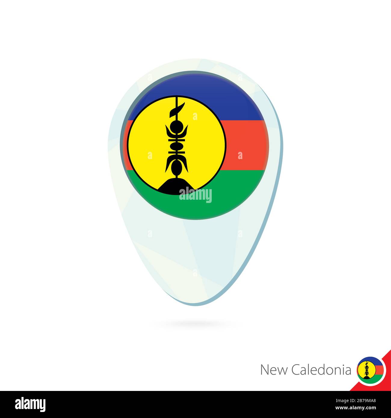 New Caledonia flag location map pin icon on white background. Vector ...