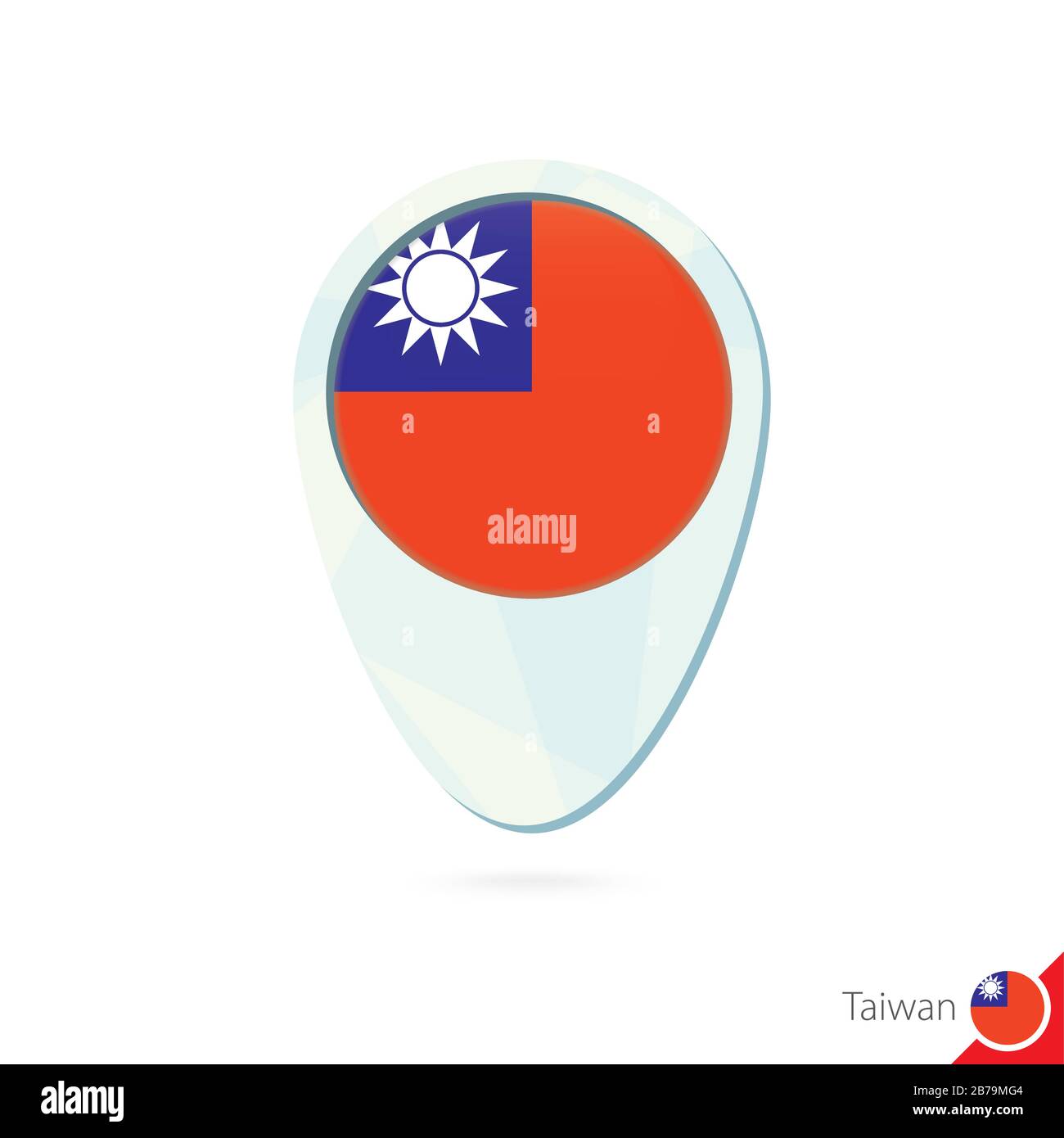 Taiwan flag location map pin icon on white background. Vector ...