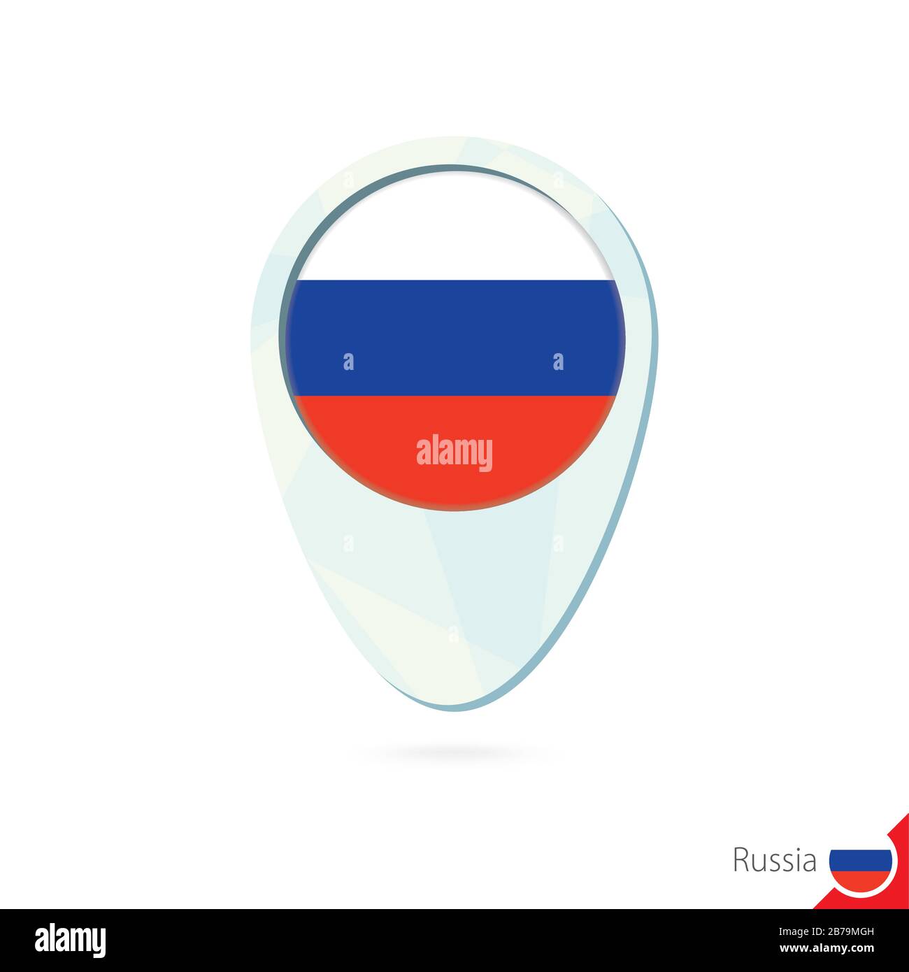 Russia flag location map pin icon on white background. Vector ...