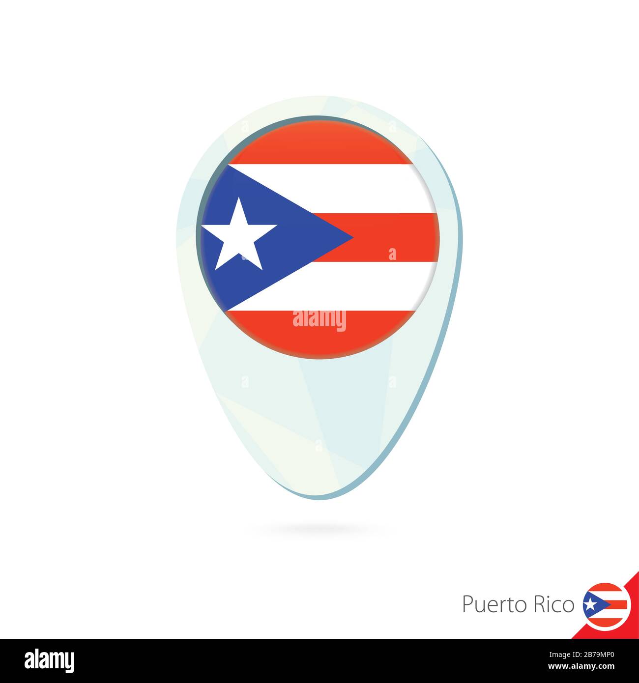 Puerto Rico flag location map pin icon on white background. Vector ...