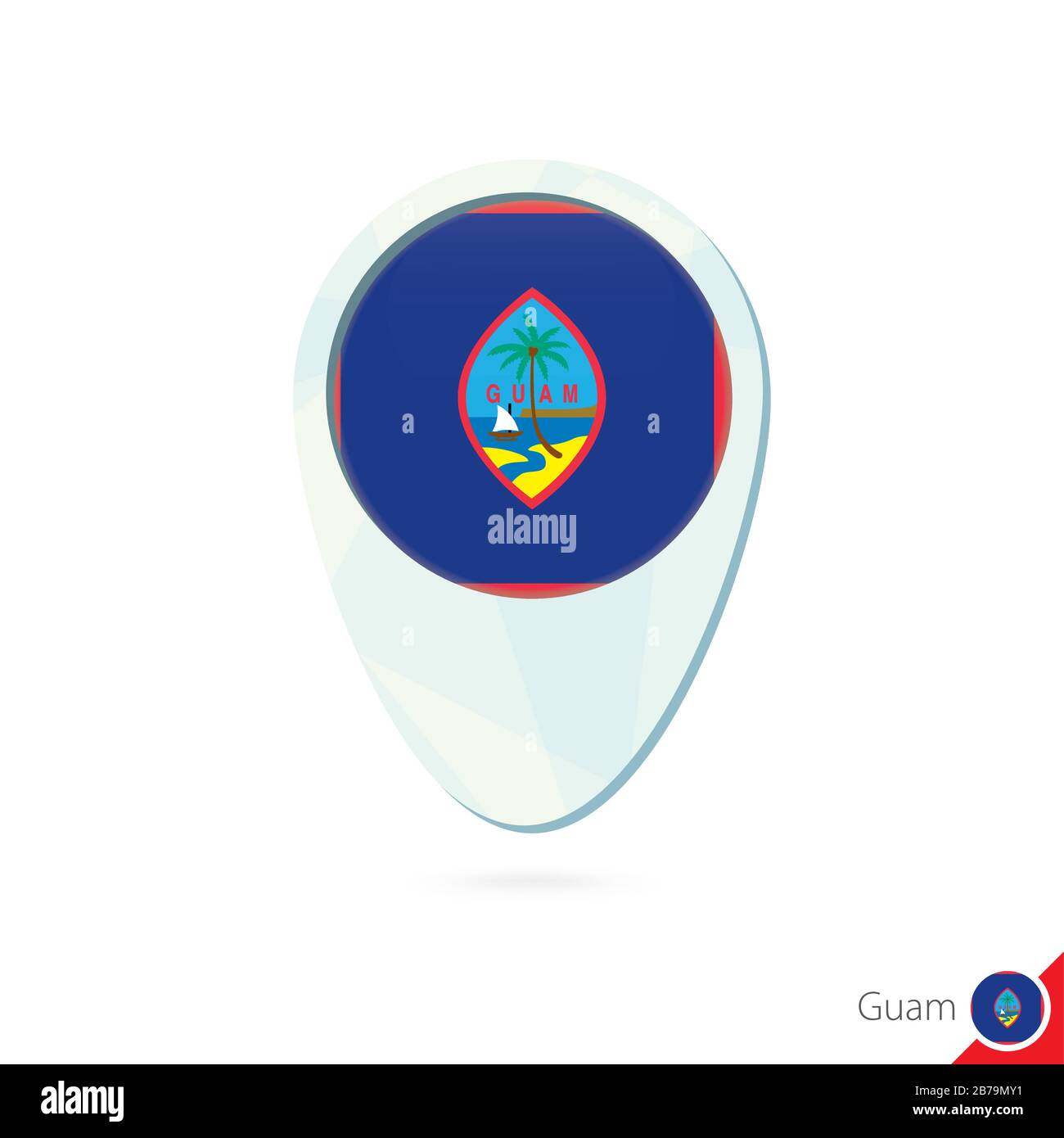 Guam flag location map pin icon on white background. Vector ...