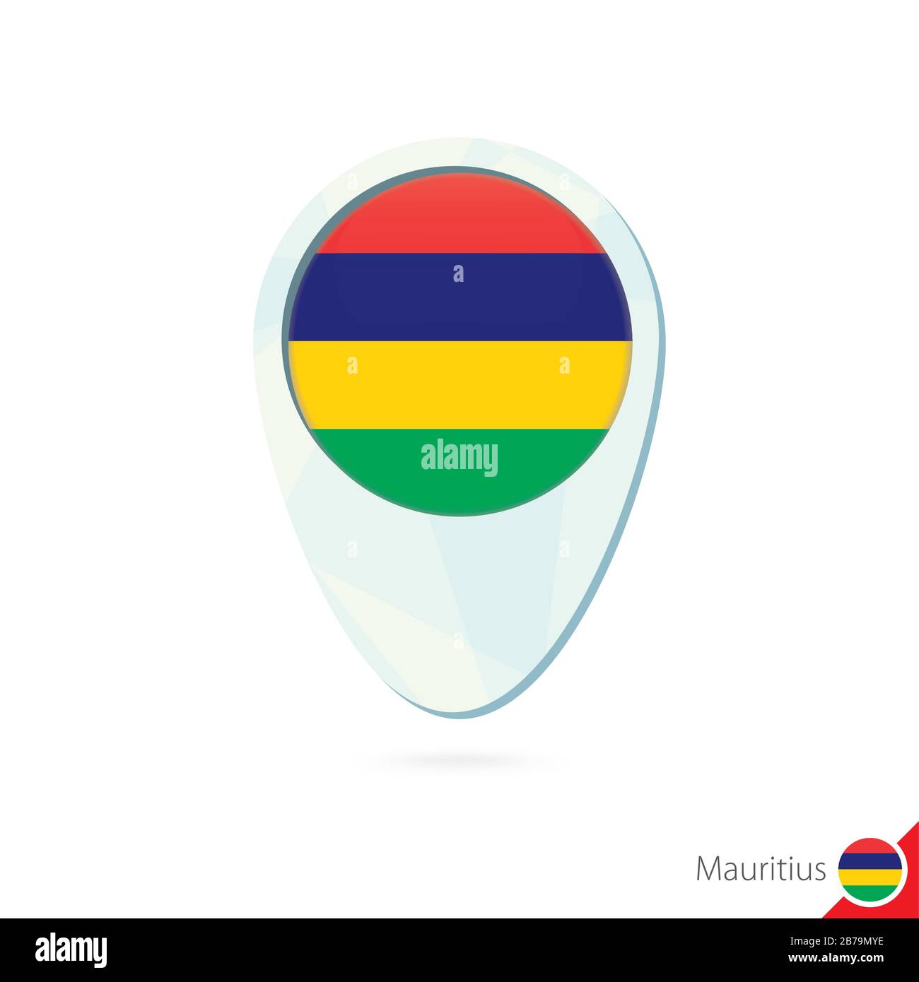 Mauritius flag location map pin icon on white background. Vector Illustration Stock Vector Image ...