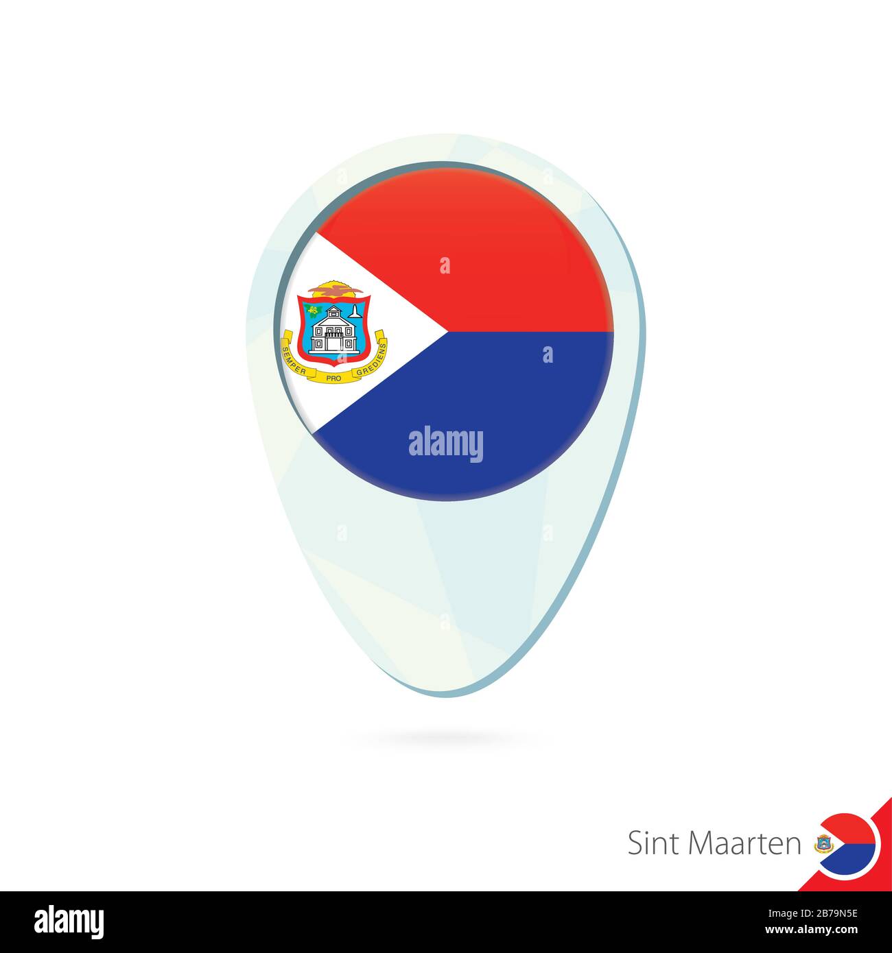 Sint Maarten flag location map pin icon on white background. Vector ...