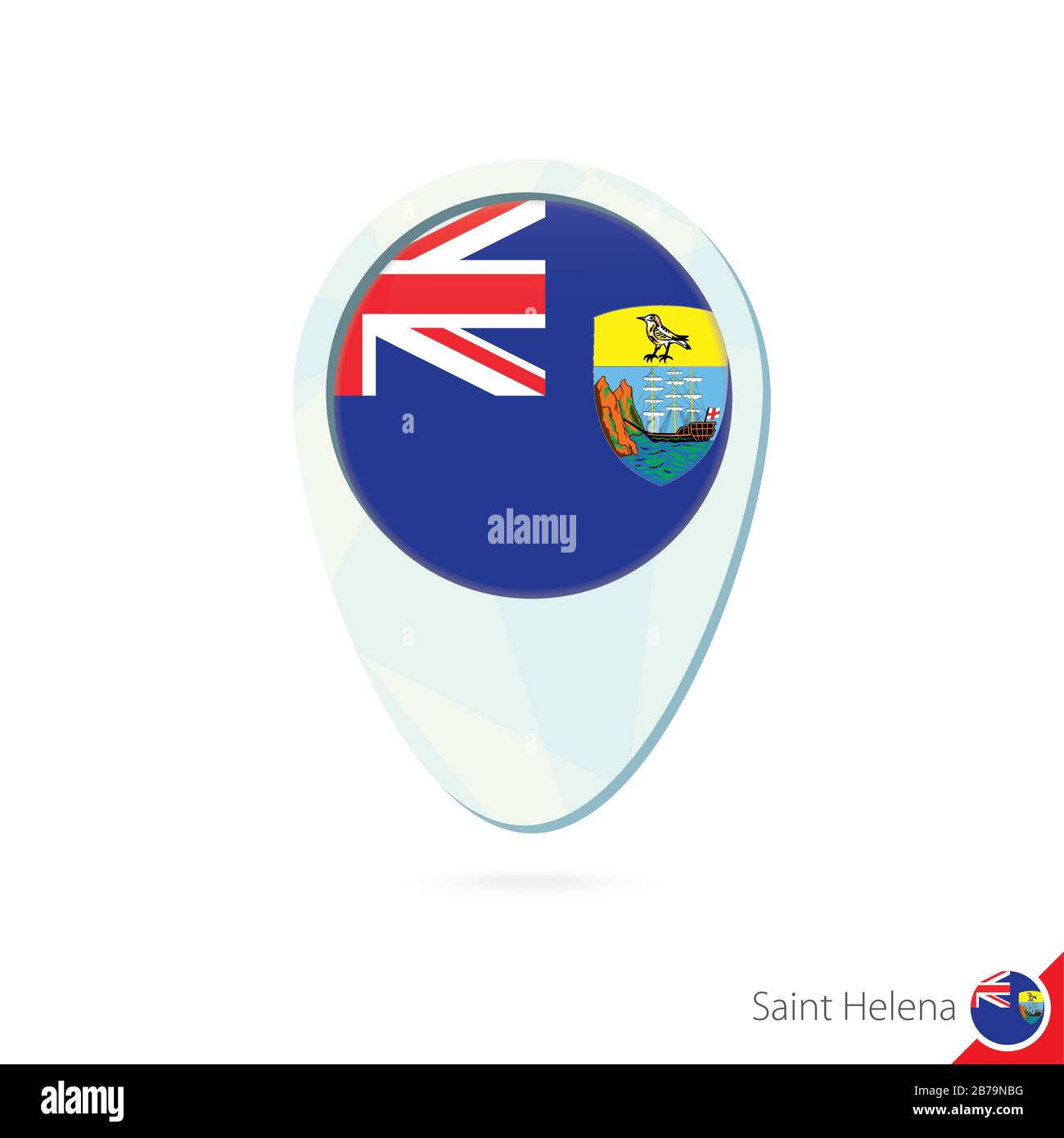 Saint Helena flag location map pin icon on white background. Vector ...