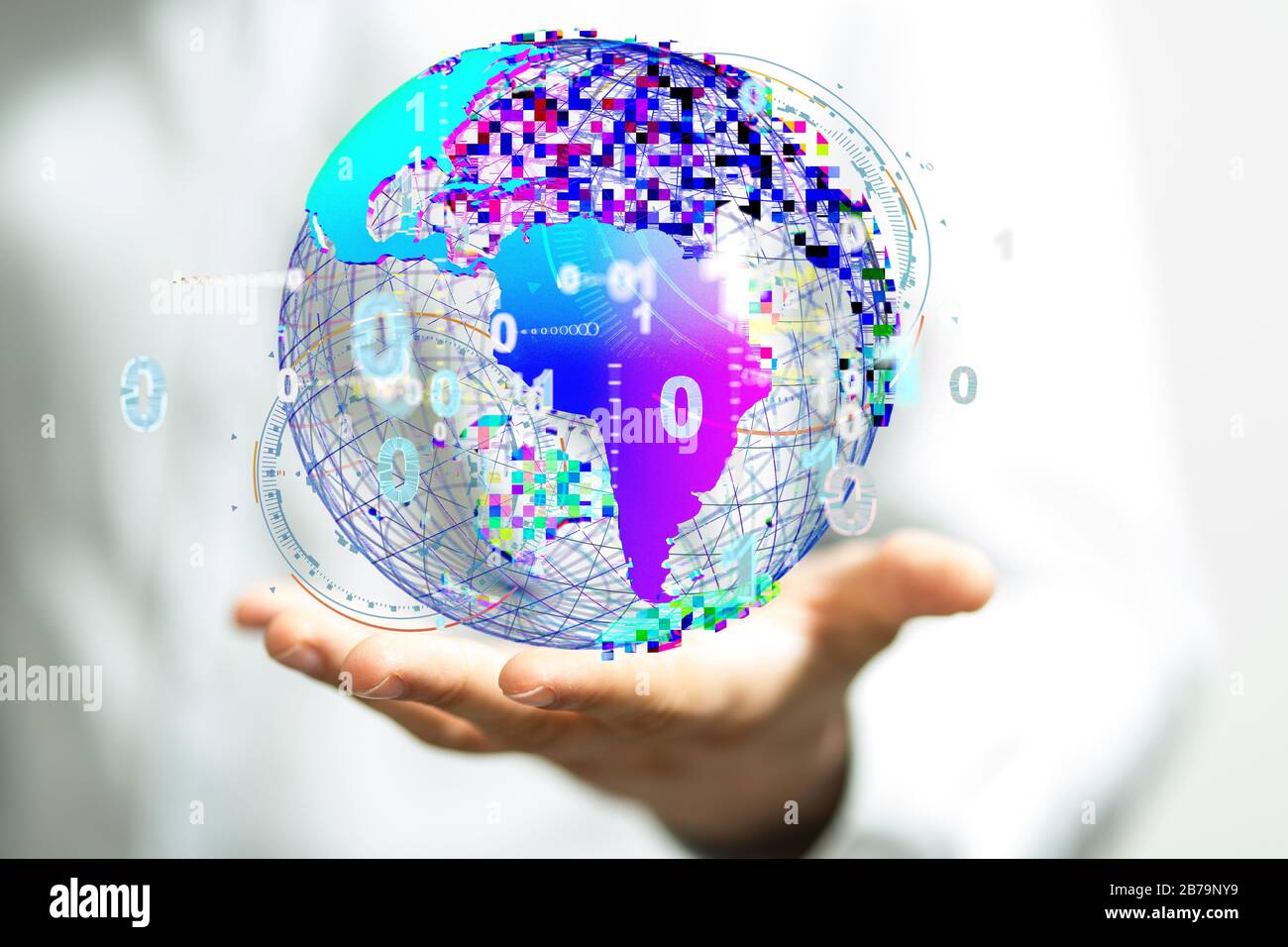 A World map point, line, composition, representing the global Stock ...