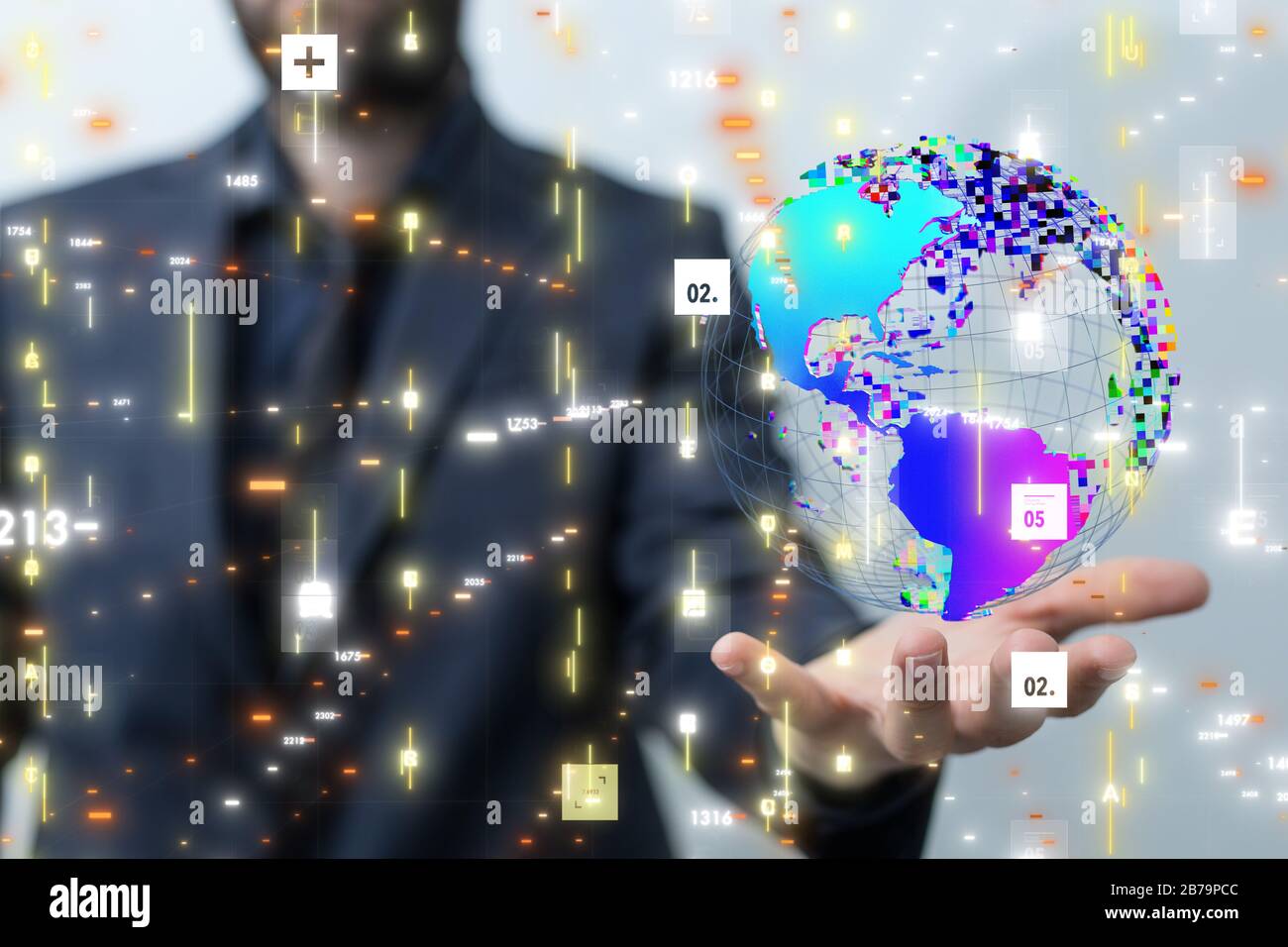 A 3D illustration of the virtual hologram communication Stock Photo - Alamy