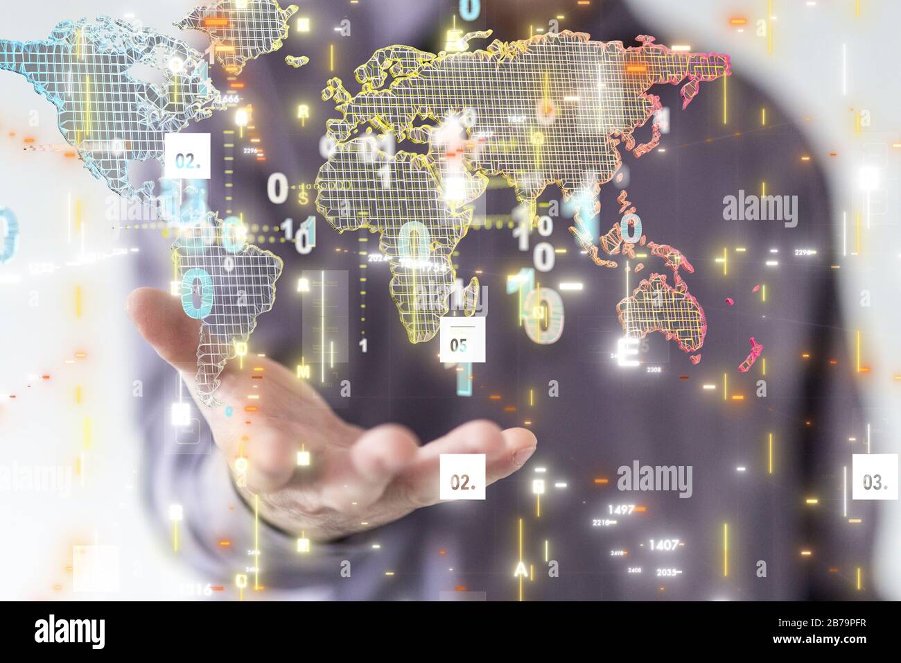 A 3D illustration of the virtual hologram communication Stock Photo - Alamy