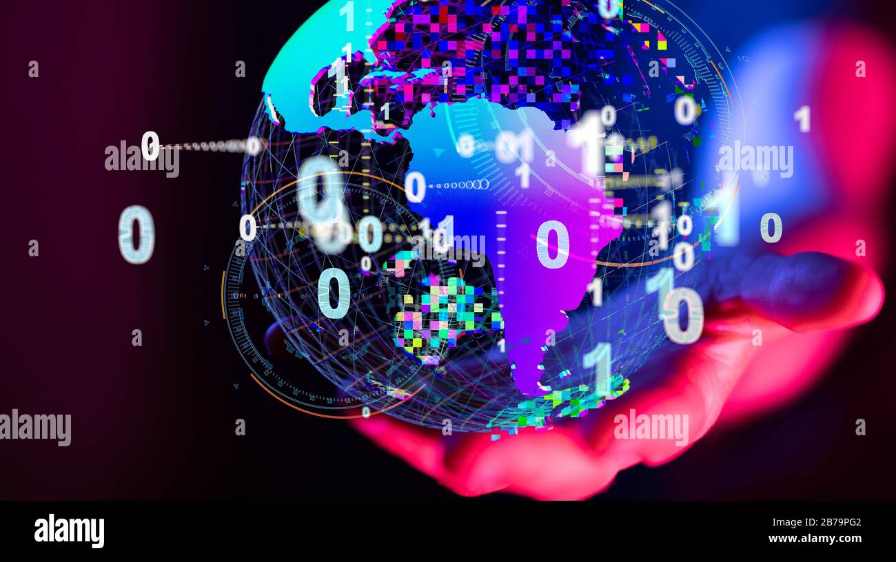 A World map point, line, composition, representing the global Stock ...