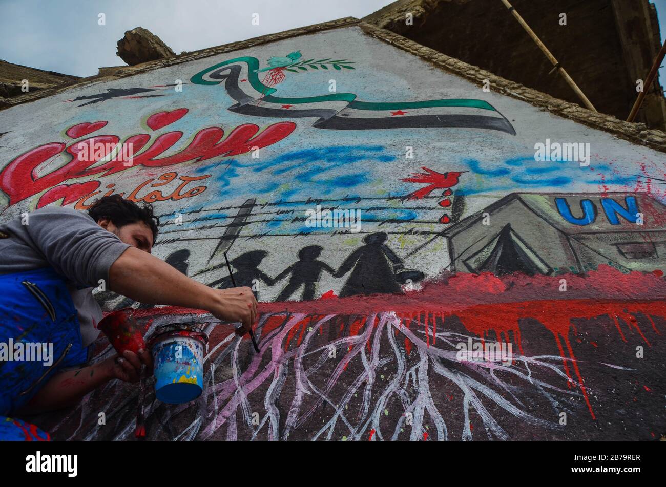 March 14, 2020: The captured photos show graffiti painter Aziz Al-Asmar ...