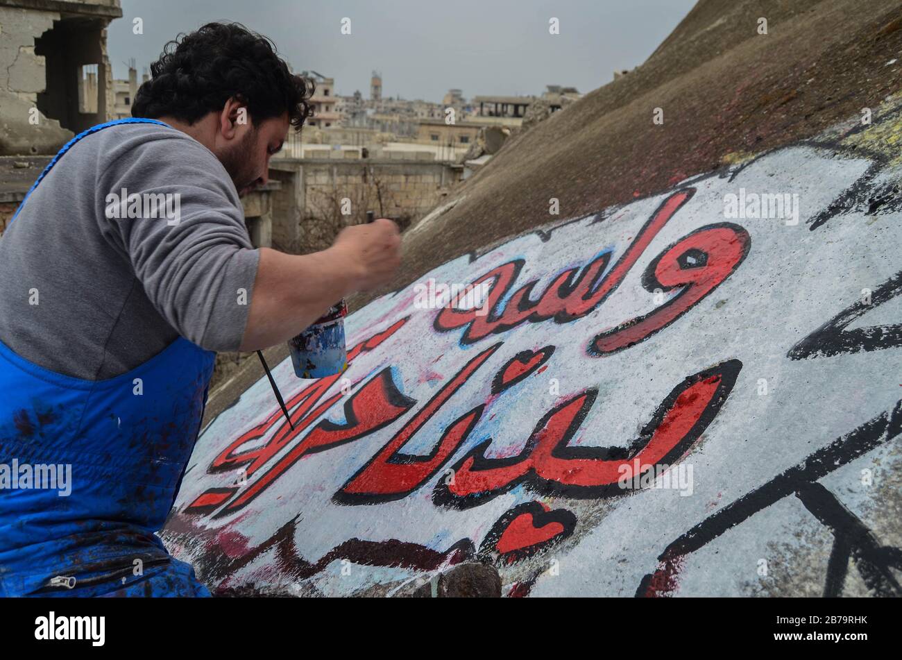 March 14, 2020: The captured photos show graffiti painter Aziz Al-Asmar ...