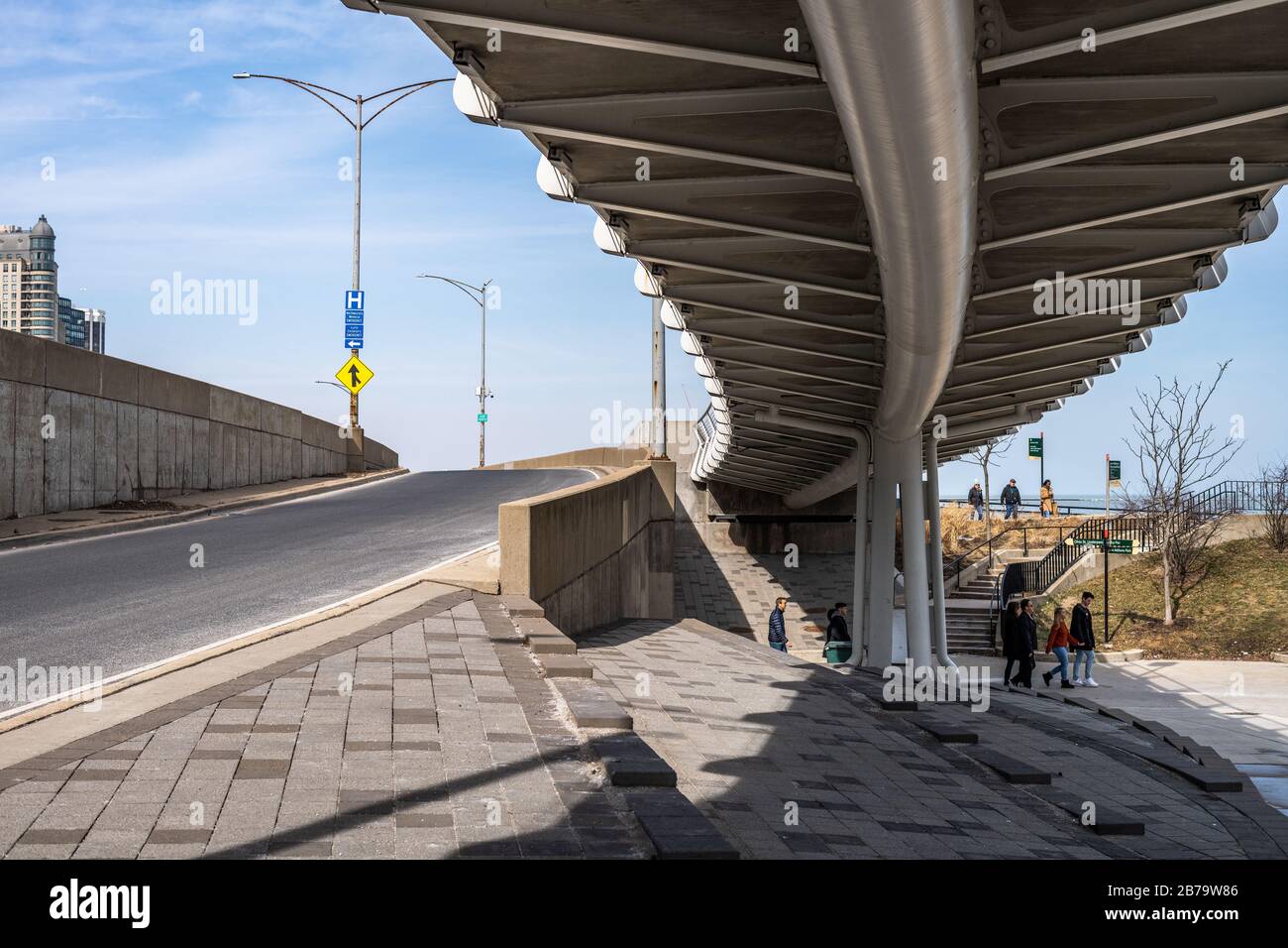 Bicycle bridge on lakefront path Stock Photo - Alamy