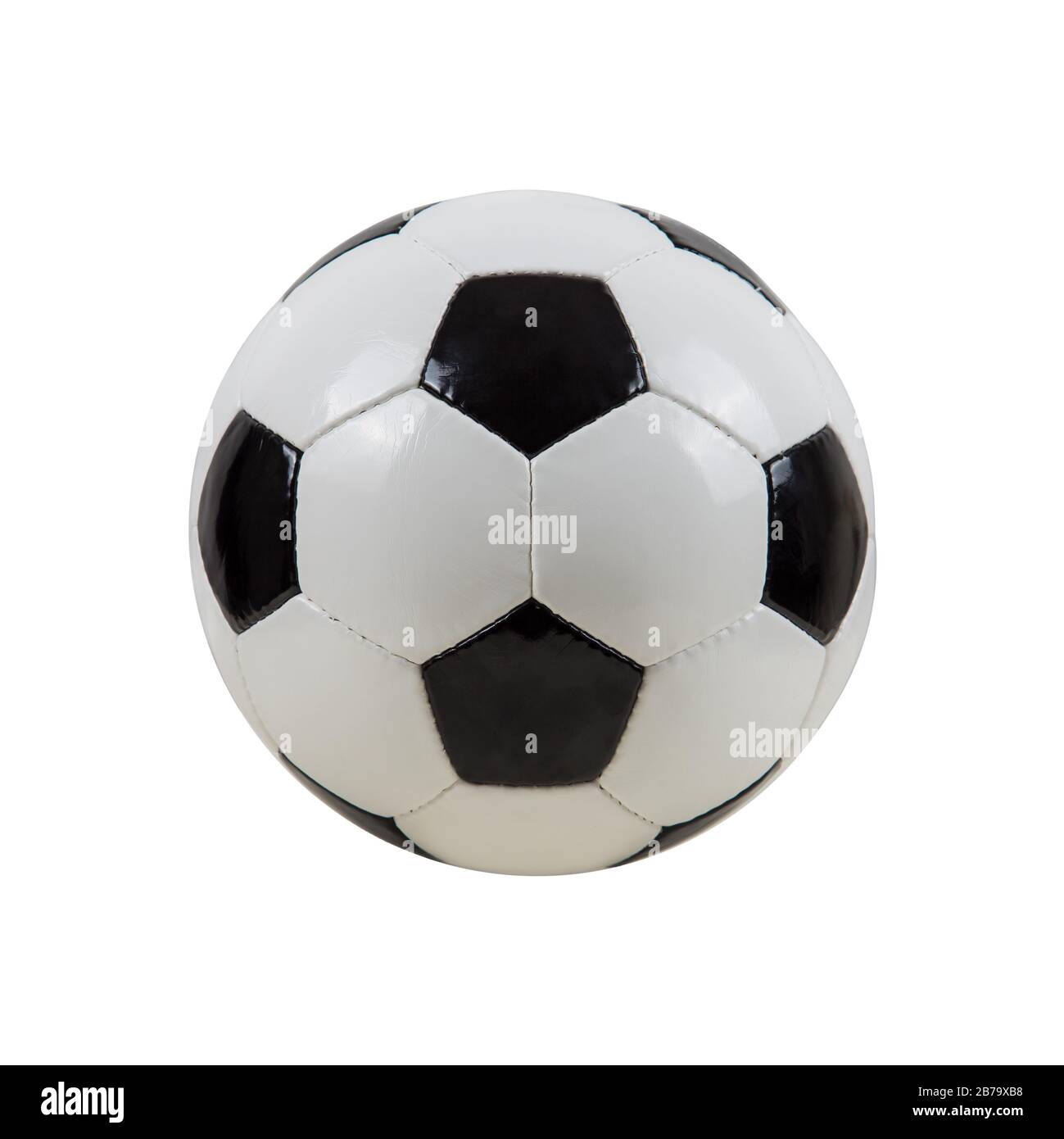 Classic soccer ball, typical black and white pattern, isolated on white ...