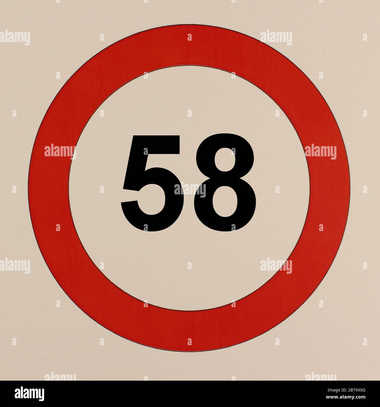 Illustration des Straßenverkehrszeichen "Höchstgeschwindigkeit 58 km ...