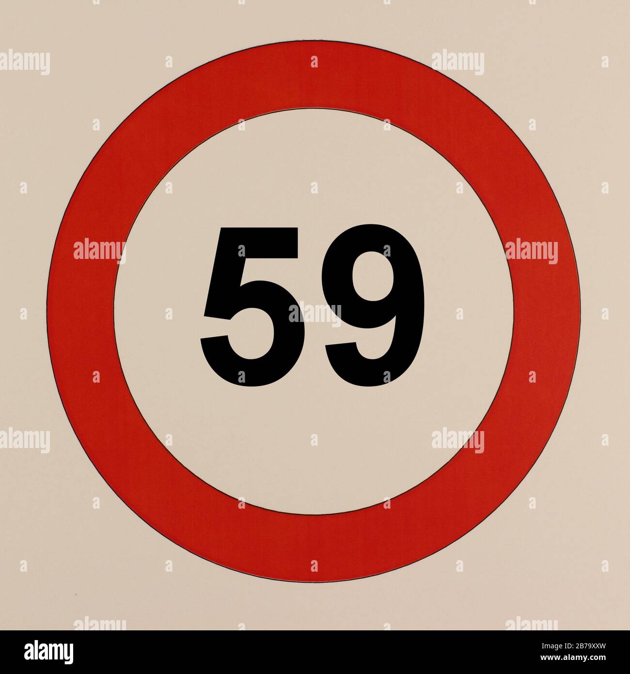 Illustration des Straßenverkehrszeichen "Höchstgeschwindigkeit 59 km ...