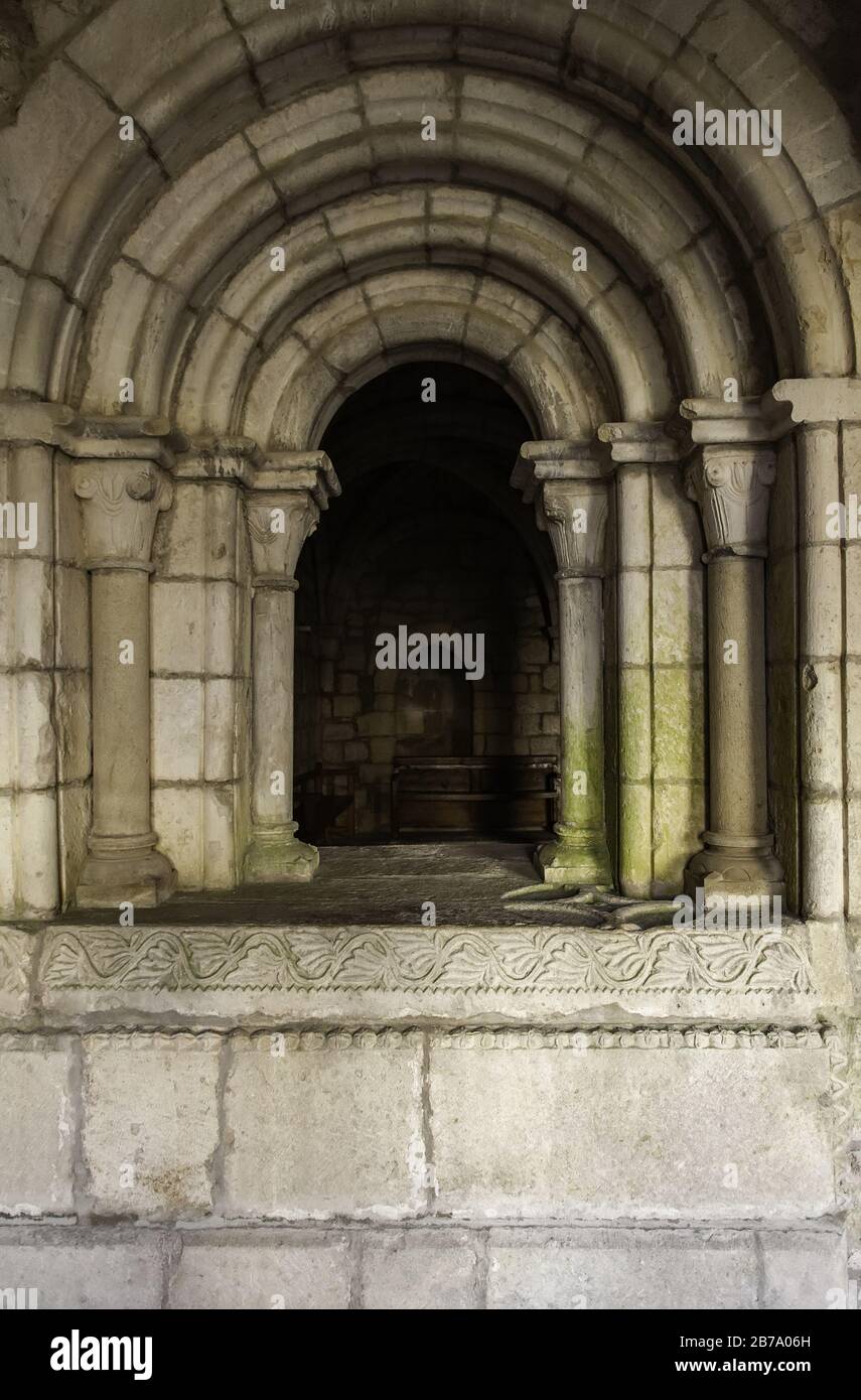 Interior of ancient castle, detail of old medieval building Stock Photo ...
