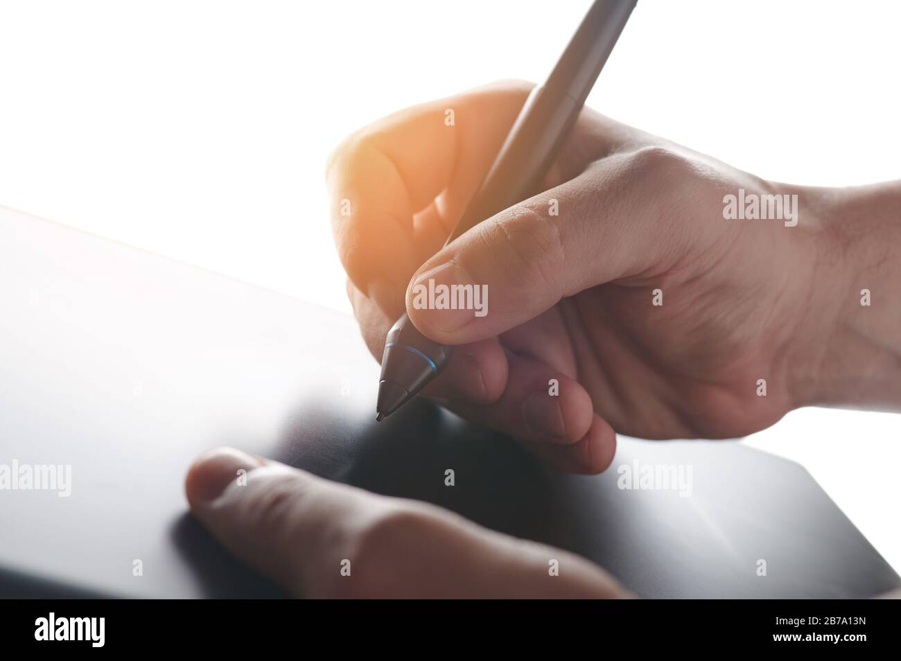 Using touch pad for signature clsoe up view isolated Stock Photo - Alamy