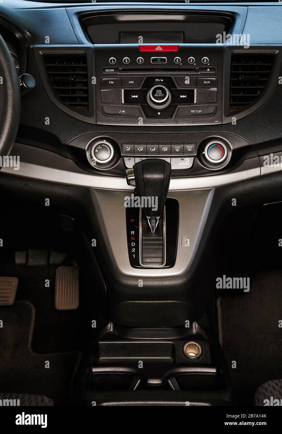 Car front panel with automatic gearstick close up view Stock Photo - Alamy