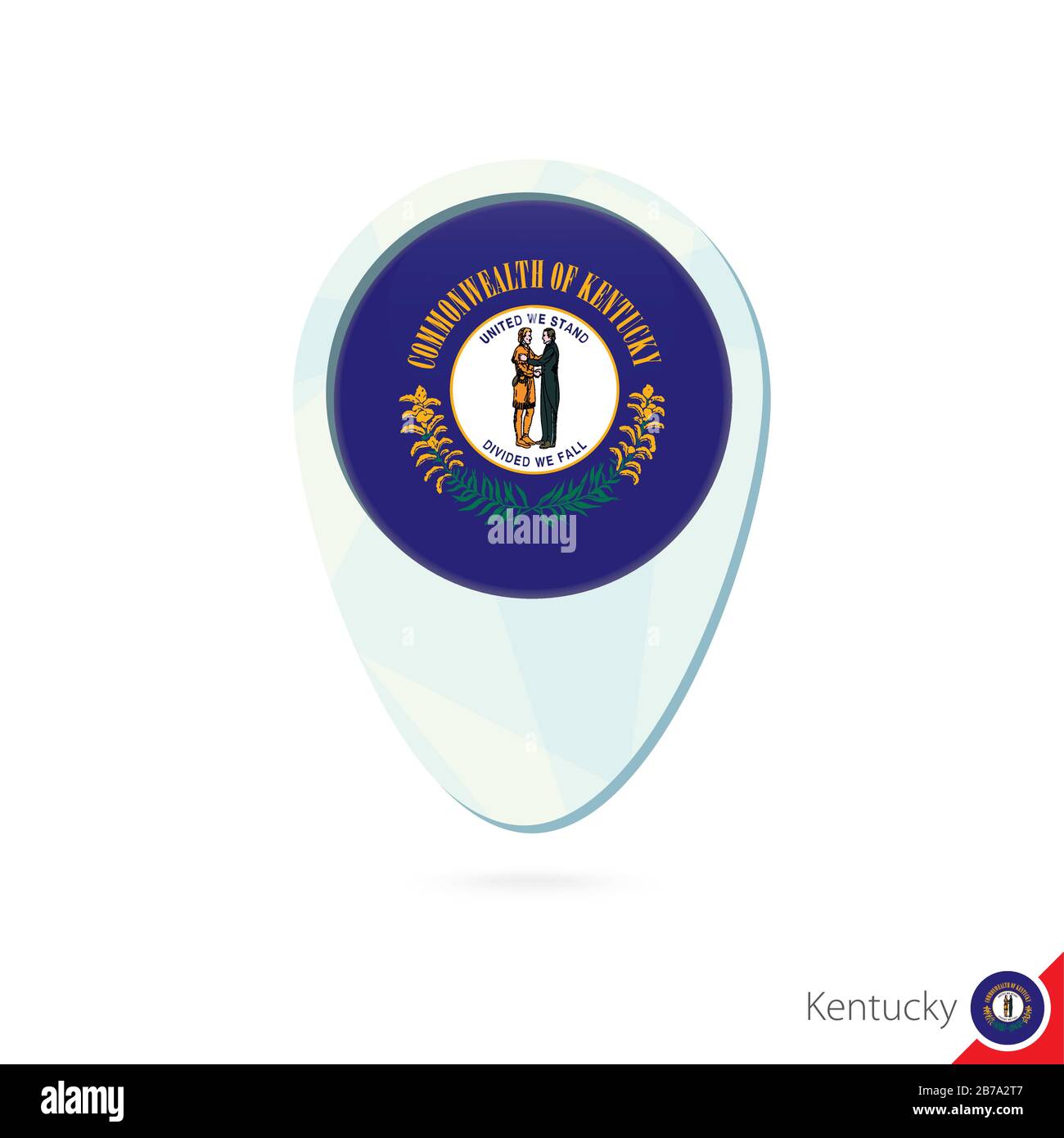 USA State Kentucky flag location map pin icon on white background ...