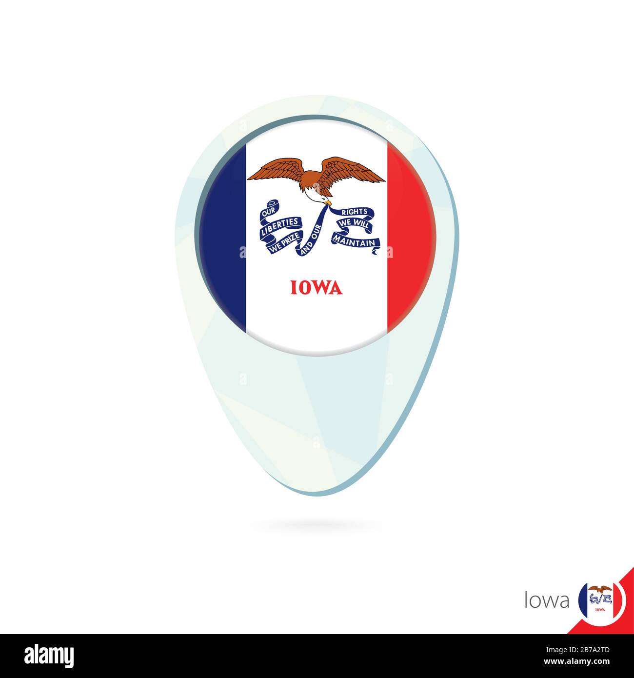USA State Iowa flag location map pin icon on white background. Vector ...