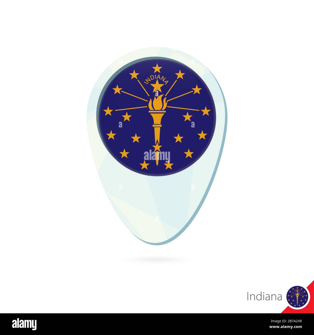USA State Indiana flag location map pin icon on white background ...