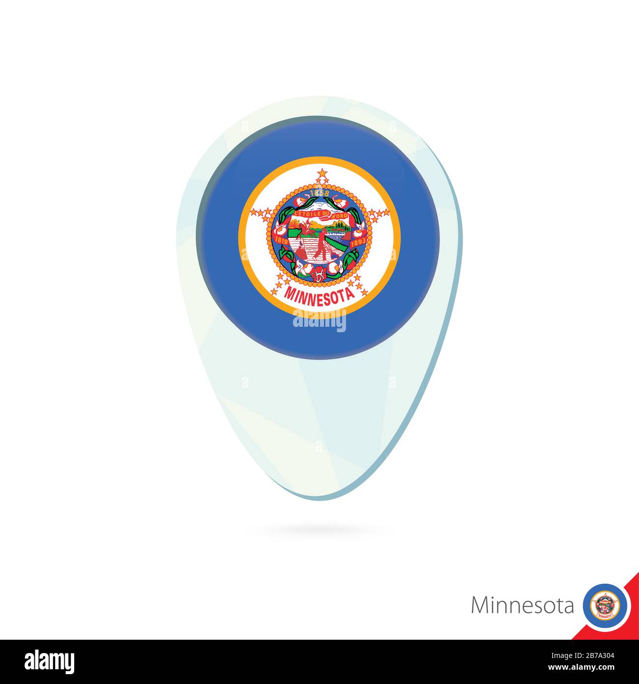 USA State Minnesota flag location map pin icon on white background ...