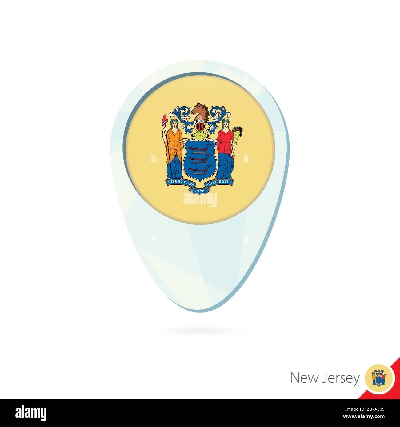 USA State New Jersey flag location map pin icon on white background ...