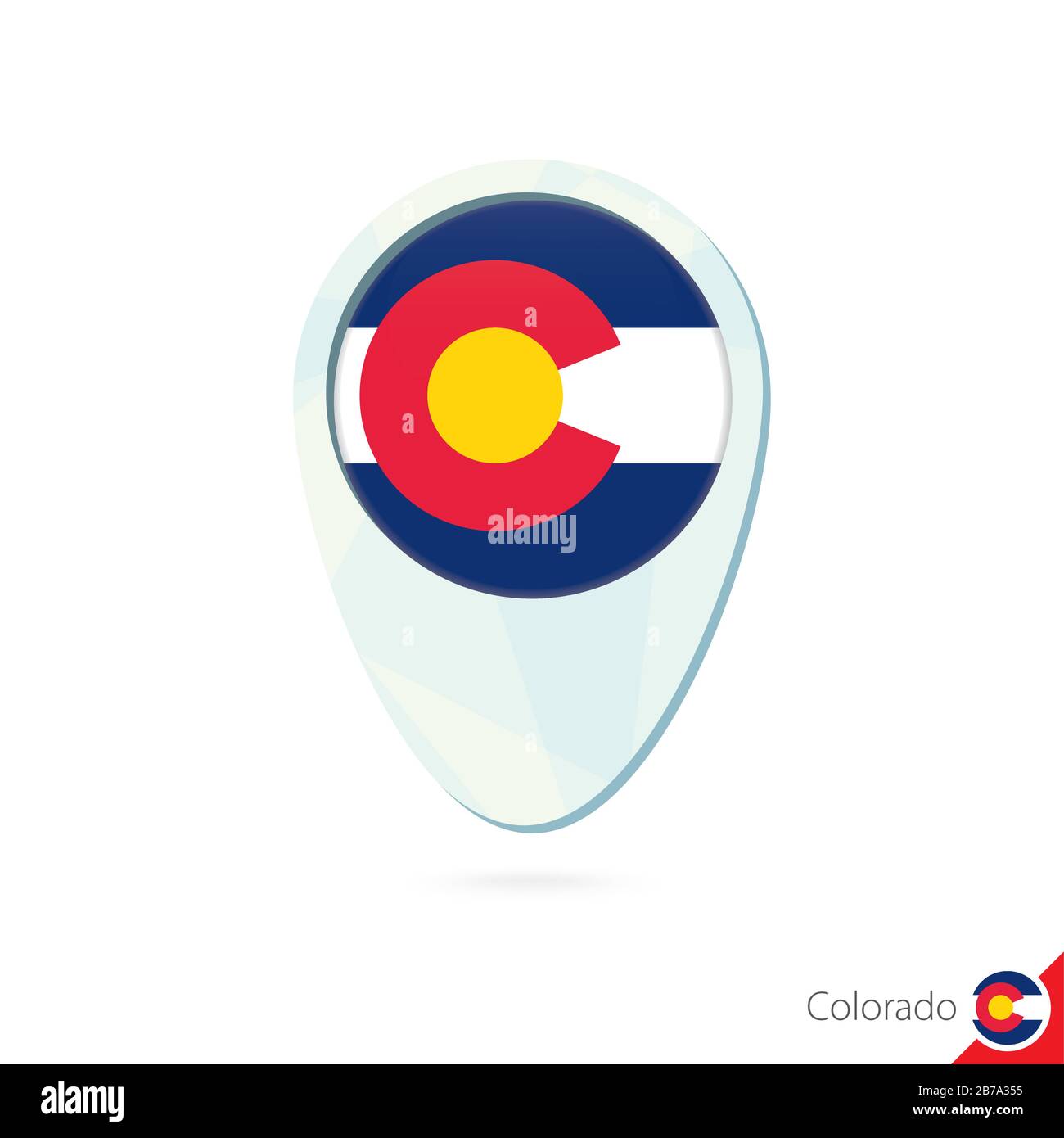 USA State Colorado flag location map pin icon on white background ...